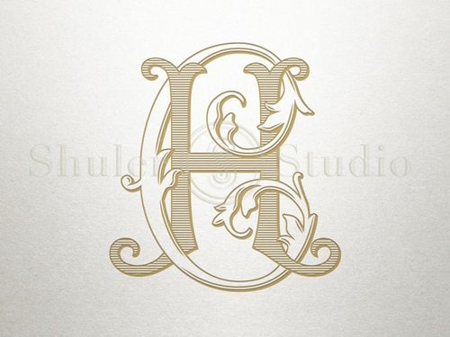 Antique Monogram Alphabet - CH HC - Antique Monogram - Digital - Etsy