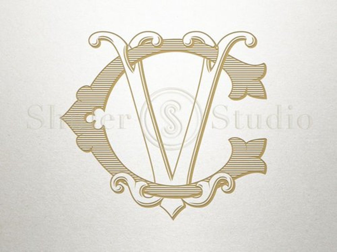 Interlocking Monogram Design - CV VC - Monogram Design - Vintage - Etsy