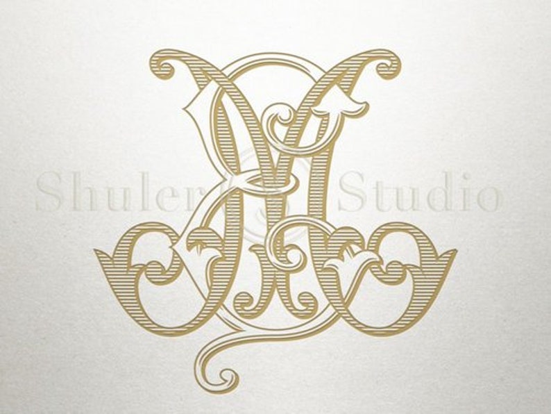Digital Monogram Design - EM ME - Digital Monogram - Vintage - Etsy