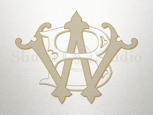 Custom Wedding Monogram - BW WB - Wedding Monogram - Vintage - Etsy