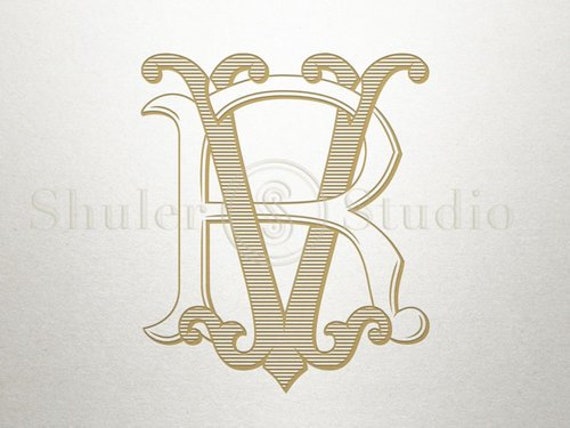 Interlocking Wedding Monogram RV VR Wedding Monogram | Etsy