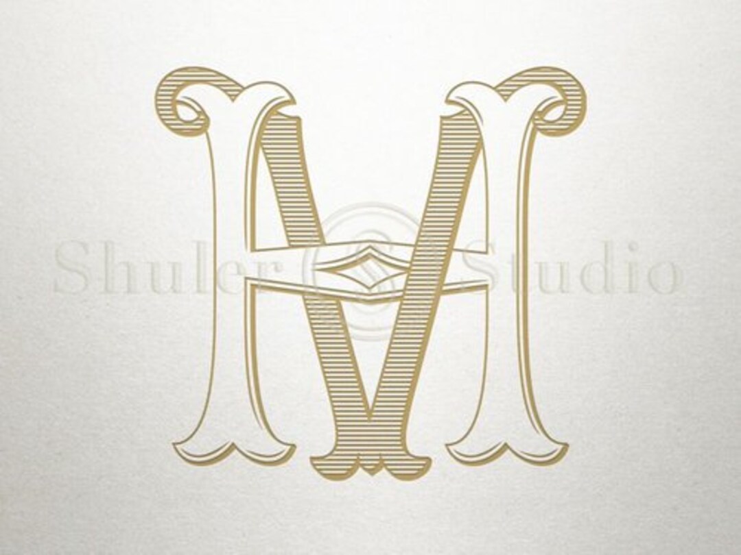 Custom Vintage Initials - HV VH - Vintage Initials - Digital - Etsy