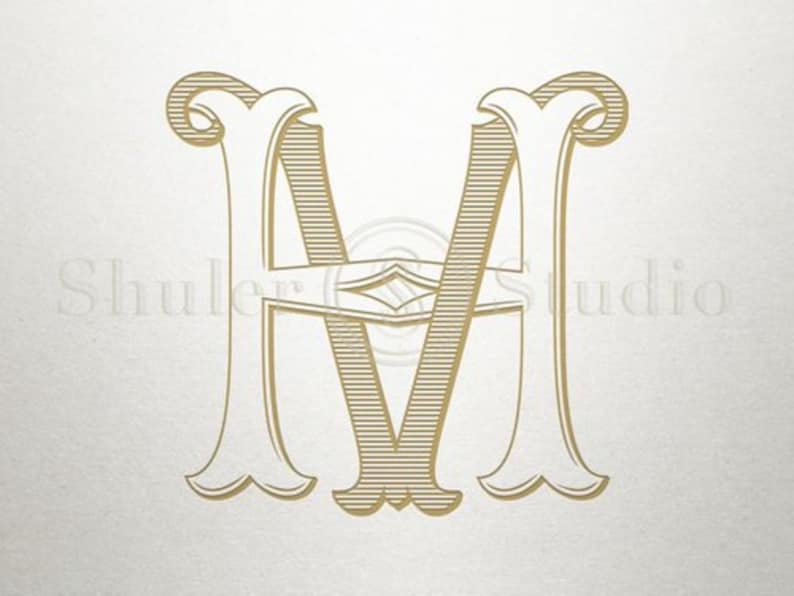 Custom Vintage Initials - HV VH - Vintage Initials - Digital - Etsy