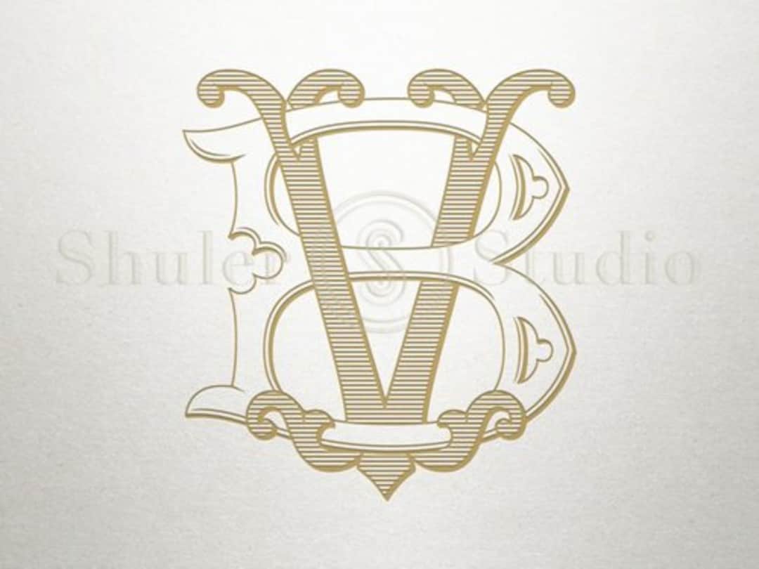 Wedding Printable Monogram - BV VB - Printable Monogram - Vintage - Etsy