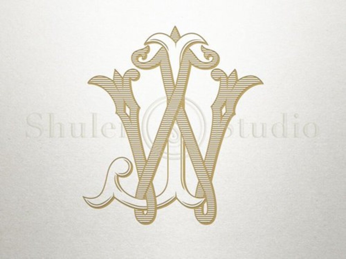 Wedding Monogram - JW WJ - Interlocking Monogram - Digital - Etsy