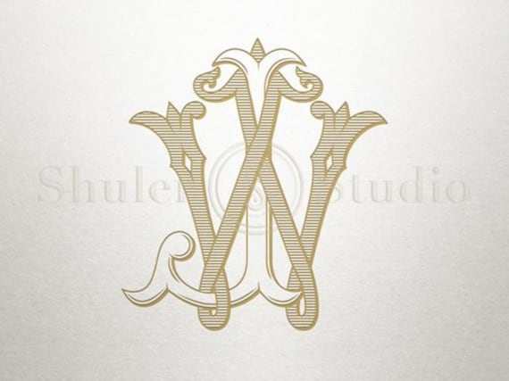 Wedding Monogram JW WJ Interlocking Monogram Digital | Etsy