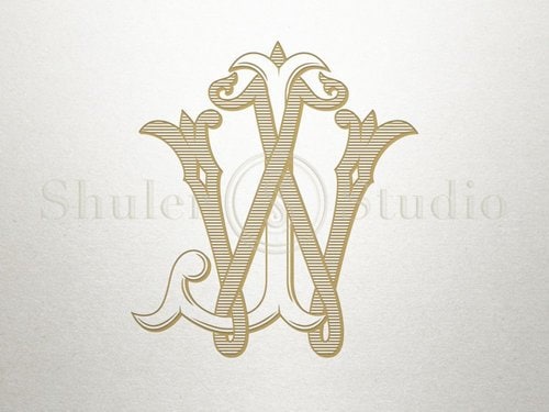 Wedding Monogram - JW WJ - Interlocking Monogram - Digital - Etsy