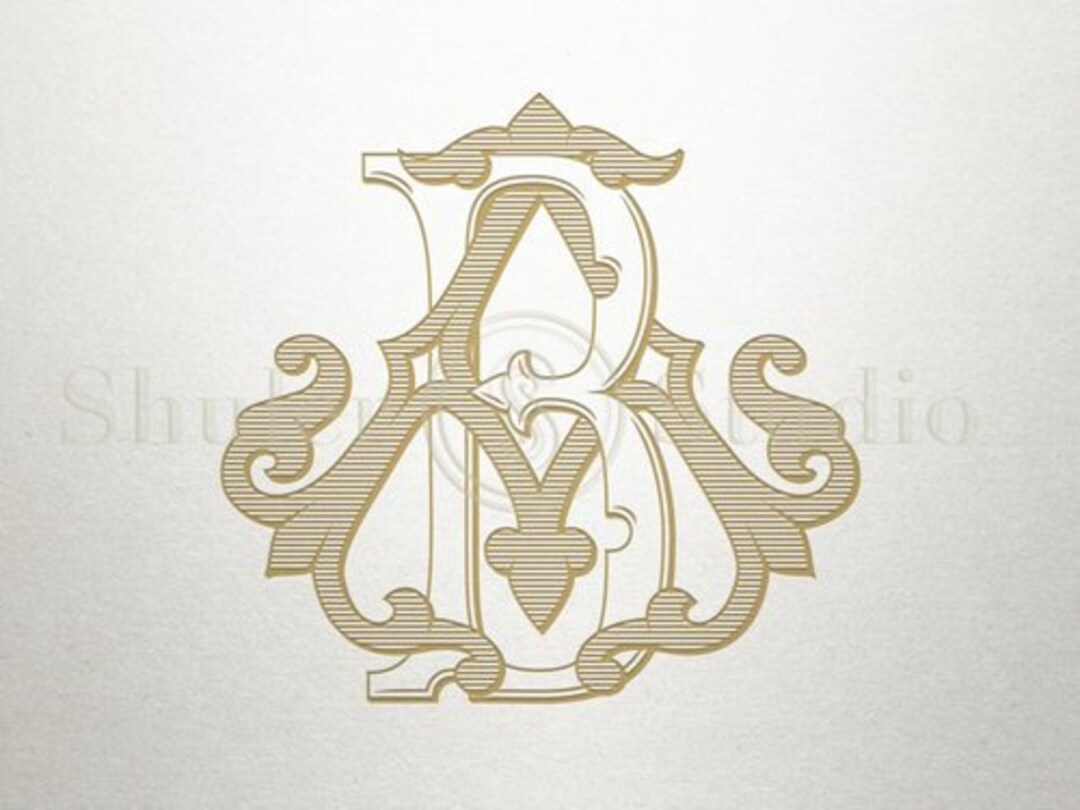 Interlocking Wedding Monogram - AB BA - Wedding Monogram - Vintage - Etsy