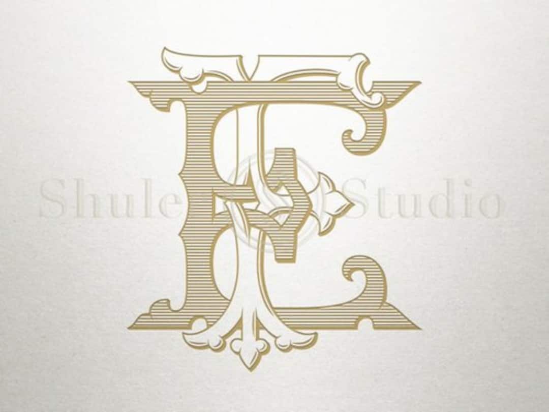 Custom Wedding Monogram - EF FE - Vintage Monogram - Digital - Etsy