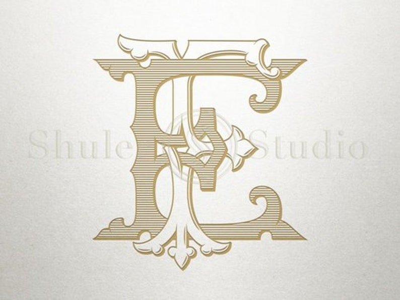 Custom Wedding Monogram - EF FE - Vintage Monogram - Digital - Etsy