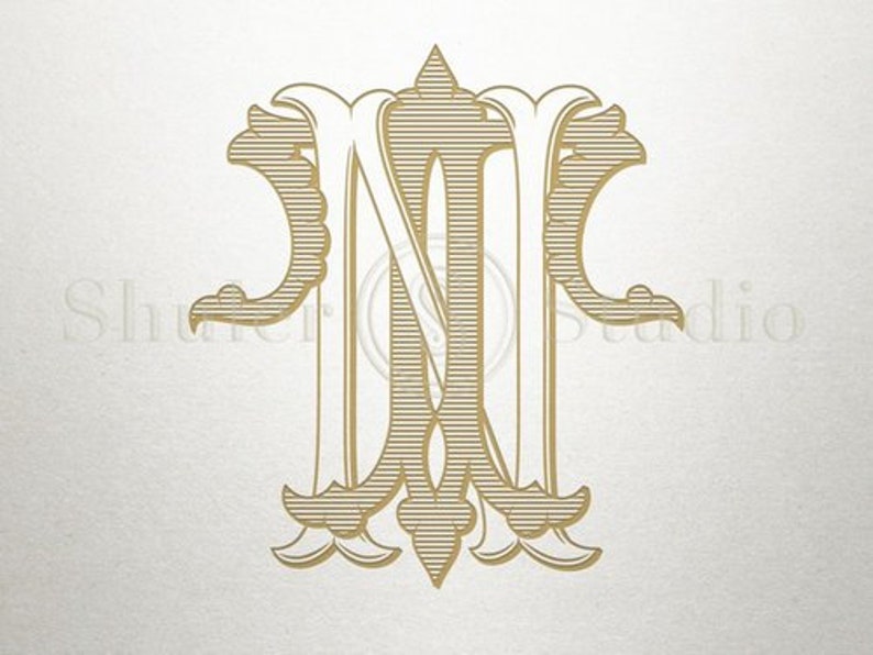 Vintage Interlocking Letters - NT TN - Interlocking Letters - Digital ...