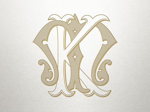 Digital Wedding Monogram KM MK Wedding Monogram Vintage | Etsy
