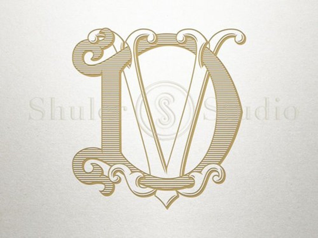 Custom Wedding Monogram - DV VD - Wedding Monogram - Vintage - Etsy