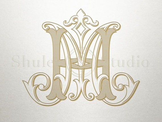 Wedding Monogram HM MH Duogram Digital | Etsy