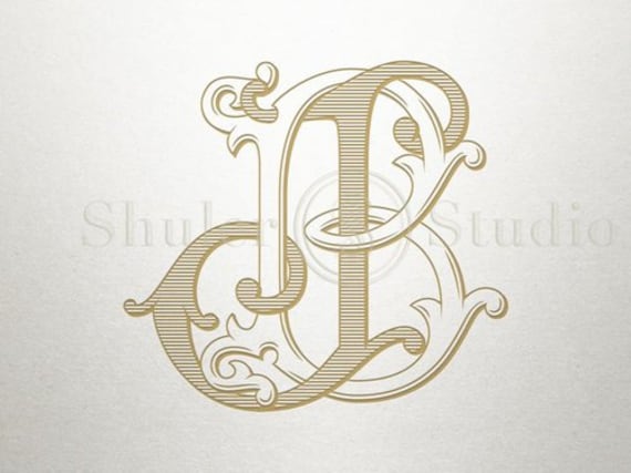 Interlocking Monogram Design BJ JB Duogram Digital | Etsy