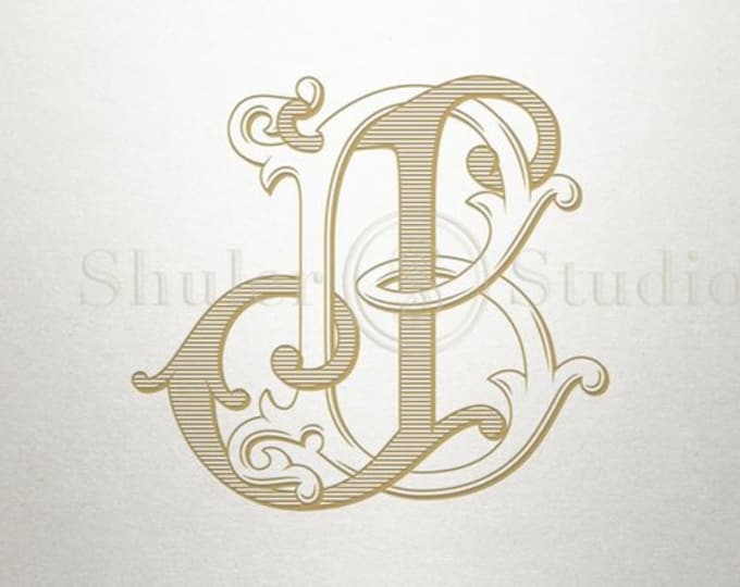 Interlocking Monogram Design BJ JB Duogram Digital - Etsy