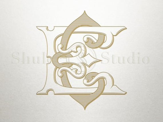 Custom Vintage Monogram CE EC Vintage Monogram Digital - Etsy
