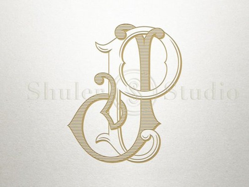 Wedding Monogram - JP PJ - Interlocking Monogram - Digital - Etsy