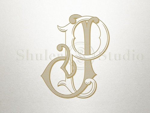 Wedding Monogram - JP PJ - Interlocking Monogram - Digital - Etsy