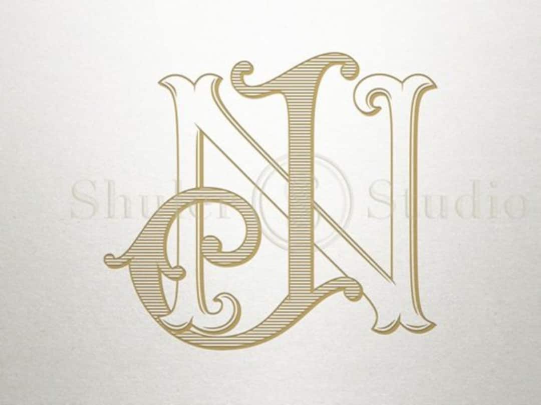 Interlocking Wedding Monogram - JN NJ - Wedding Monogram - Vintage - Etsy
