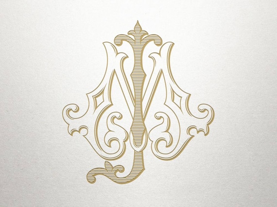 Antique Ornamental Monogram JM MJ Ornamental Monogram | Etsy