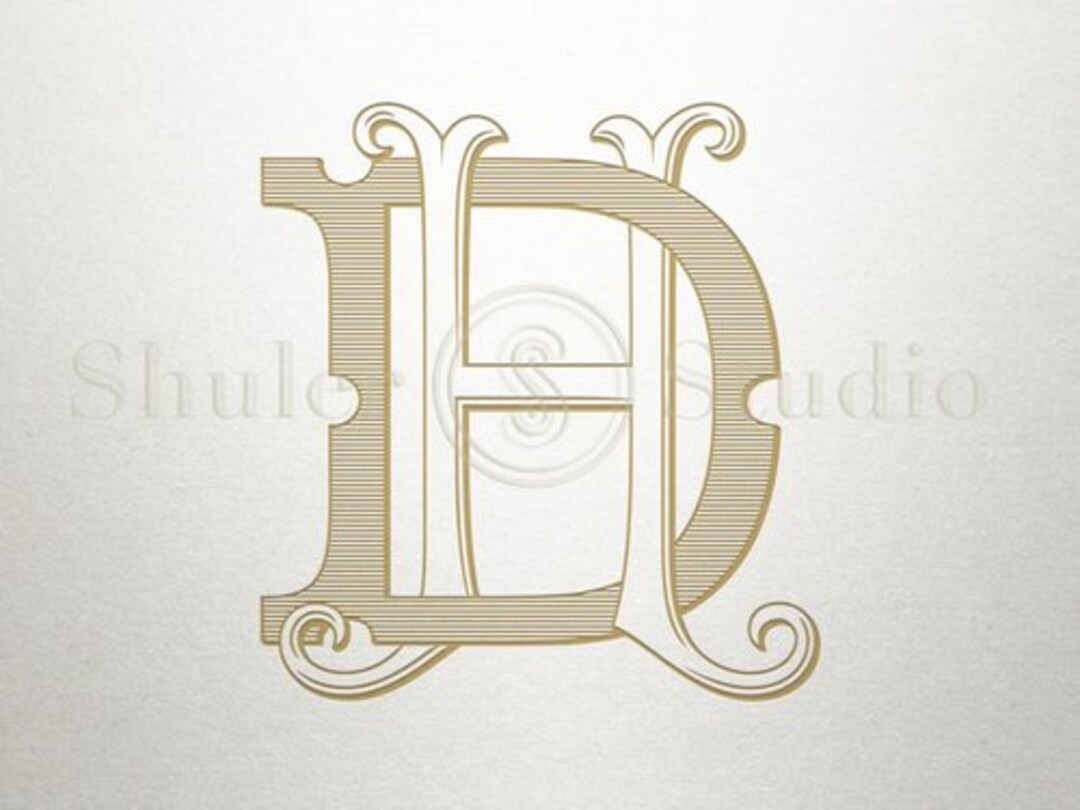 Wedding Monogram Design - DH HD - Interlocking Monogram - Digital - Etsy