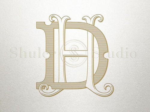 Wedding Monogram Design - DH HD - Interlocking Monogram - Digital - Etsy
