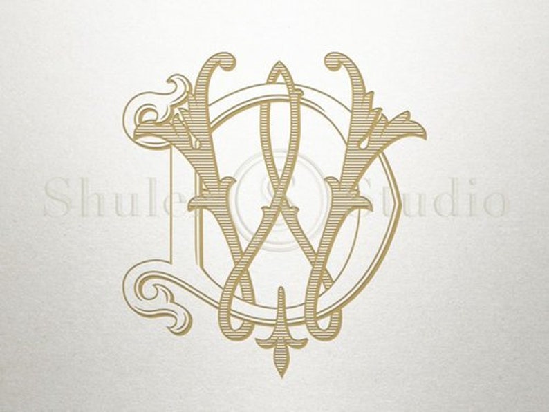 Antique Ornamental Monogram - DW WD - Ornamental Monogram - Digital - Etsy