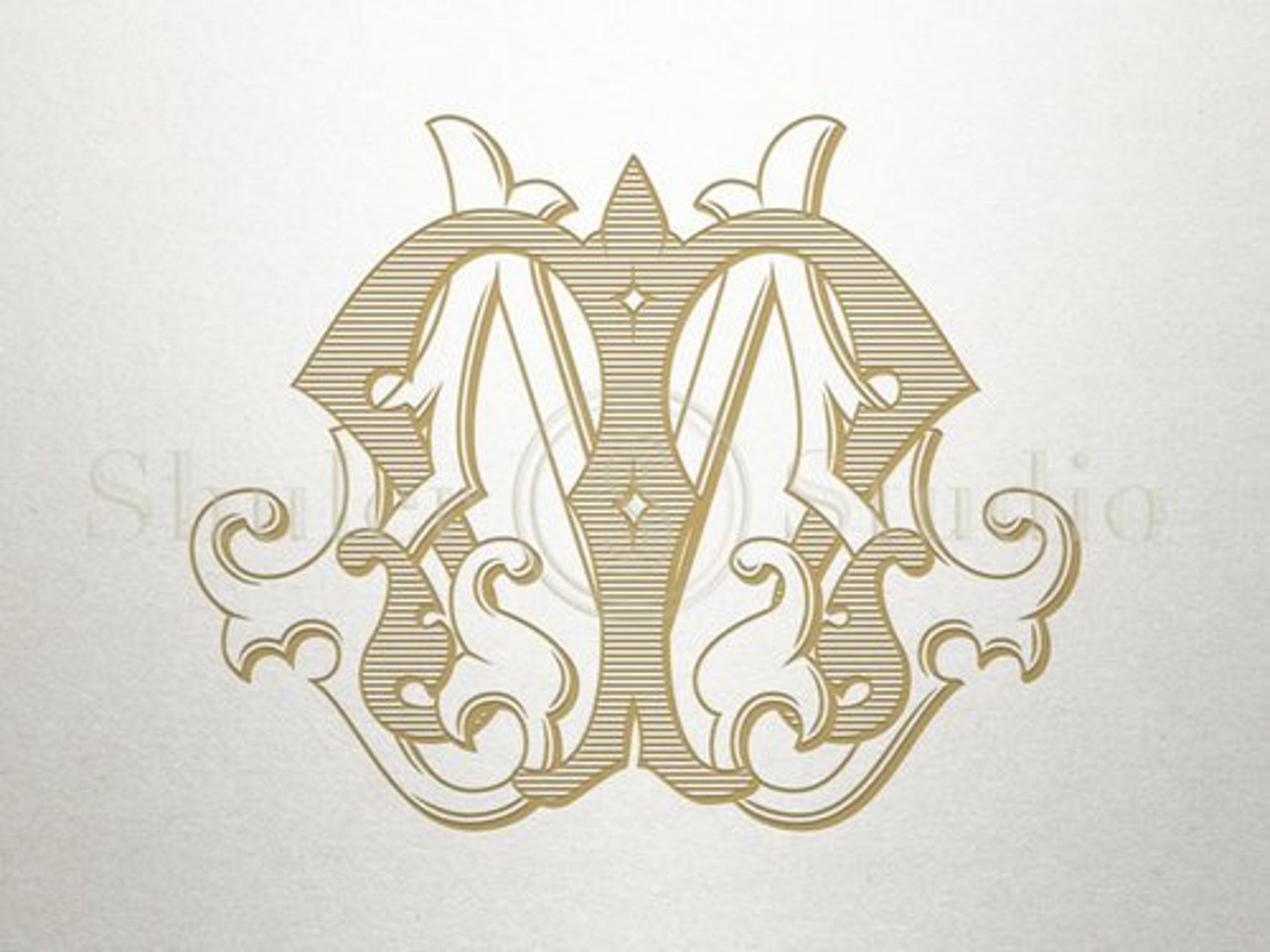 Ornate Monogram Design - MM - Ornate Monogram - Antique - Etsy