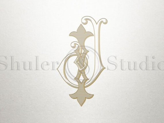 Wedding Monogram IJ JI Interlocking Vintage | Etsy