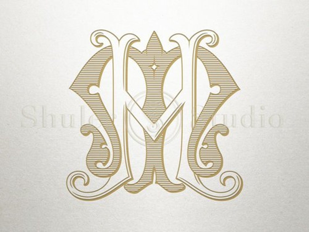 Vintage Digital Monogram - HM MH - Digital Monogram - Custom - Etsy