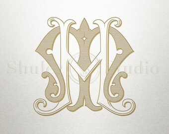 Wedding Monogram Design HI IH Wedding Monogram Vintage - Etsy