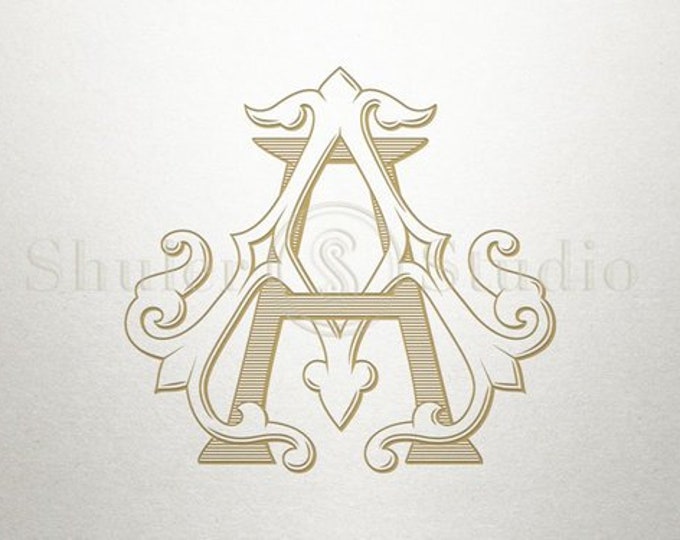 Vintage Interlocking Monogram AA Interlocking Monogram Digital - Etsy