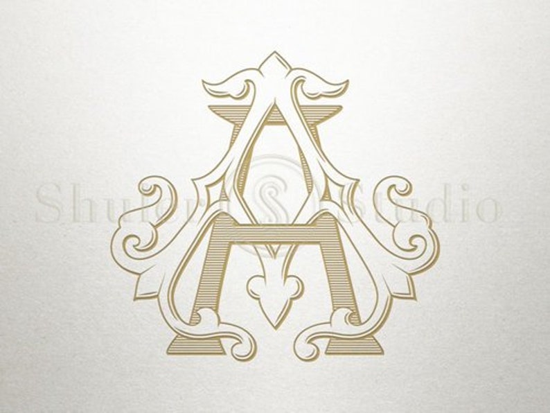 Vintage Interlocking Monogram - AA - Interlocking Monogram - Digital - Etsy