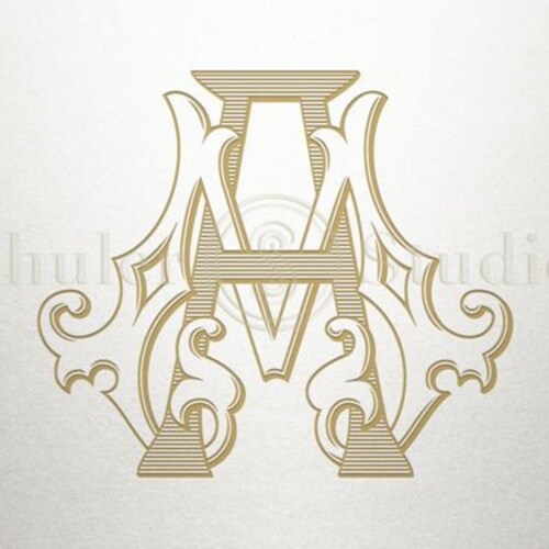 Vintage Wedding Monogram MA AM Digital Download A M - Etsy