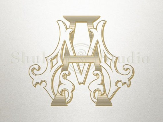 Wedding Invitation Monogram AM MA Invitation Monogram | Etsy