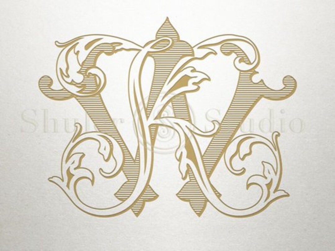 Vintage Wedding Monogram - KW WK - Wedding Monogram - Digital - Etsy