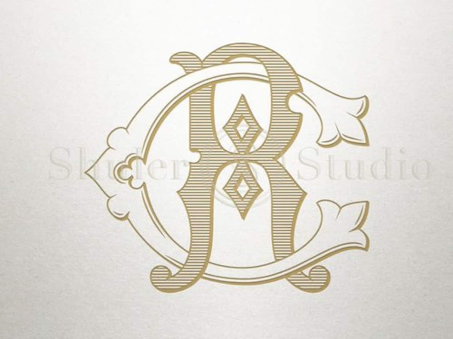 Vintage Digital Monogram - CR RC Monogram - Digital Monogram - Custom ...