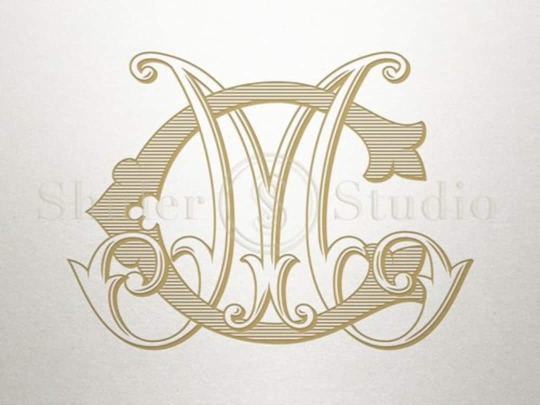 Custom Bridal Monogram - CM MC - Bridal Monogram - Vintage - Etsy