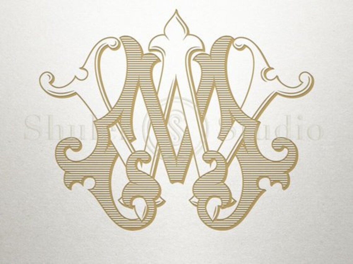Custom Wedding Monogram - MW WM - Wedding Monogram - Vintage - Etsy