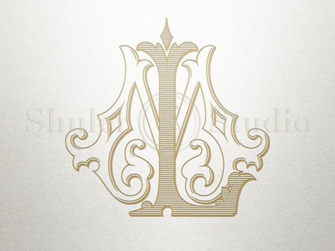 Antique Ornamental Monogram - LM ML - Ornamental Monogram - Digital - Etsy