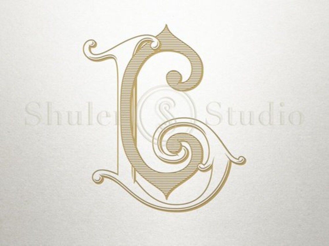 Digital Monogram Design CL LC Digital Monogram Vintage - Etsy