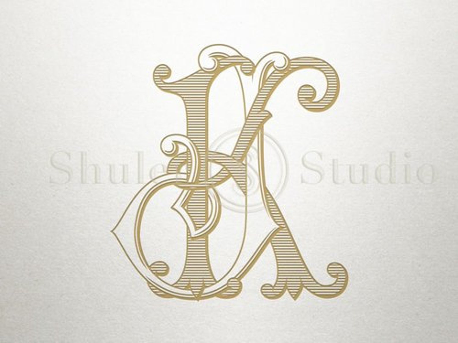 Antique Monogram Design - JK KJ - Antique Monogram - Digital - Etsy