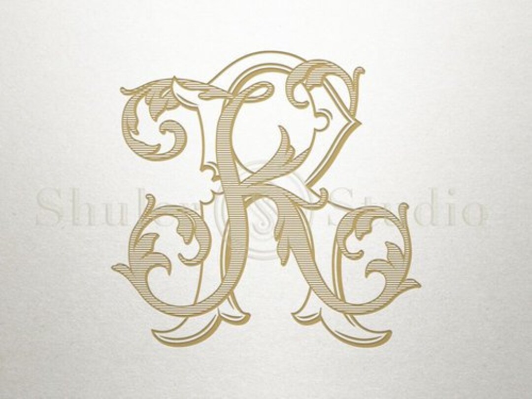 Ornate Monogram Design - KR RK - Ornate Monogram - Antique - Etsy