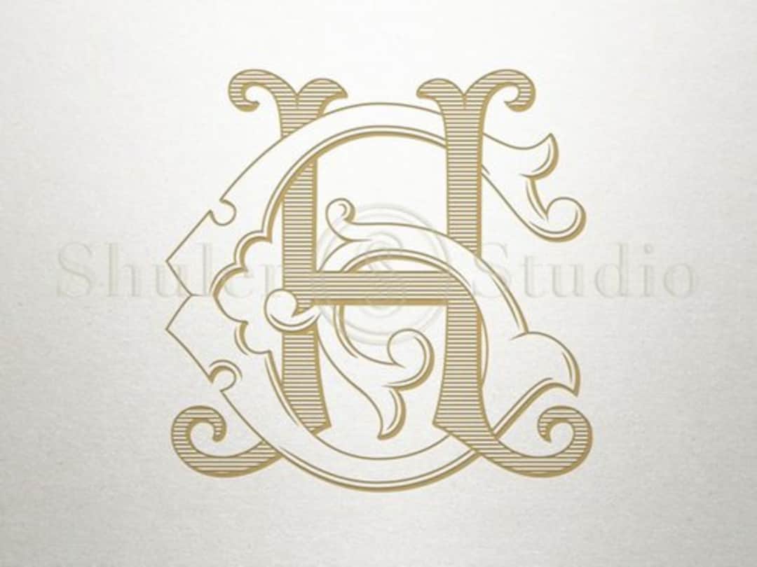 Custom Vintage Monogram - GH HG - Vintage Monogram - Digital - Etsy