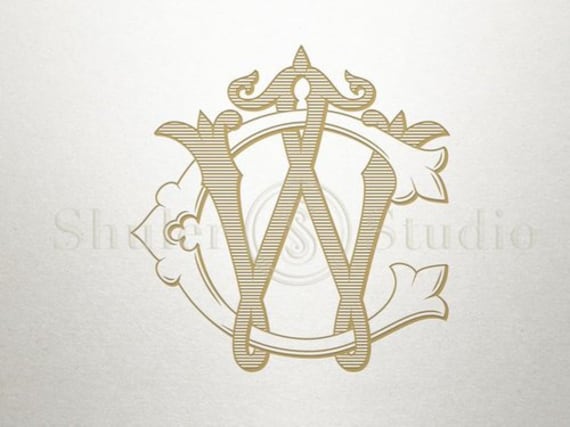 Wedding Monogram Logo CW WC Monogram Logo Digital | Etsy