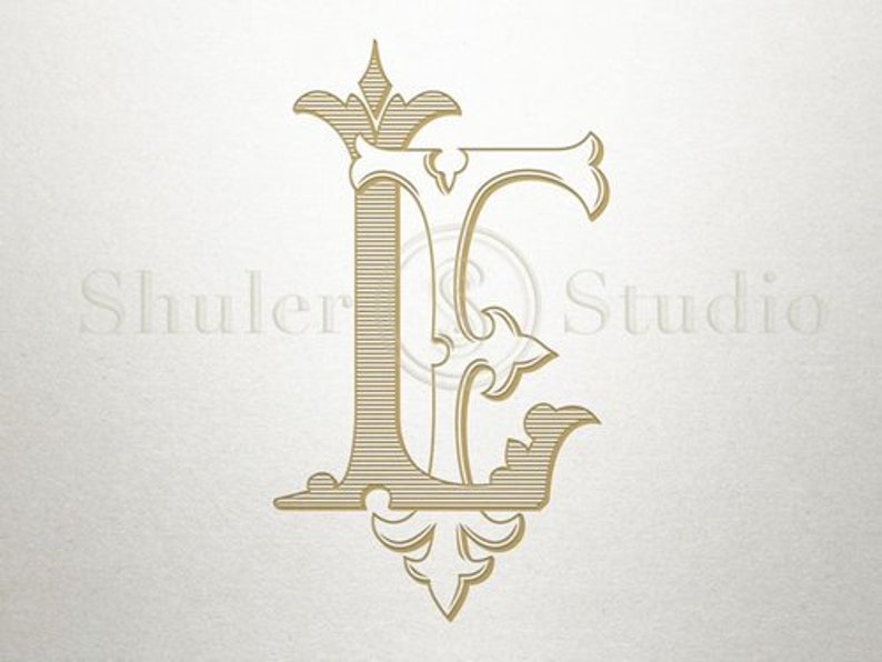 Vintage Digital Monogram - FL LF - Digital Monogram - Handcrafted - Etsy