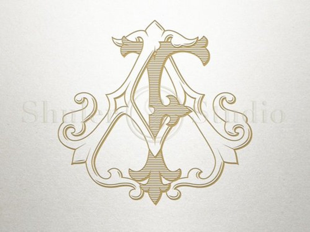 Vintage Wedding Monogram - AF FA - Wedding Monogram - Digital - Etsy