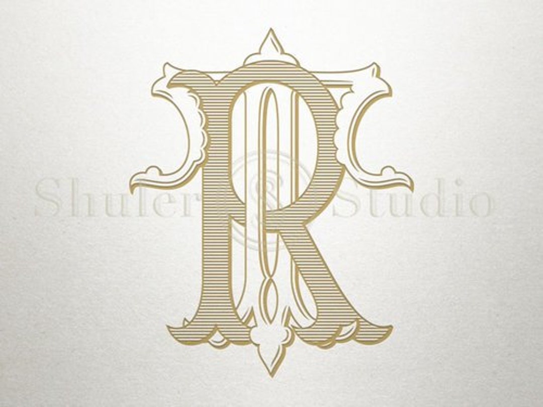 Wedding Printable Monogram - RT TR - Printable Monogram - Vintage - Etsy