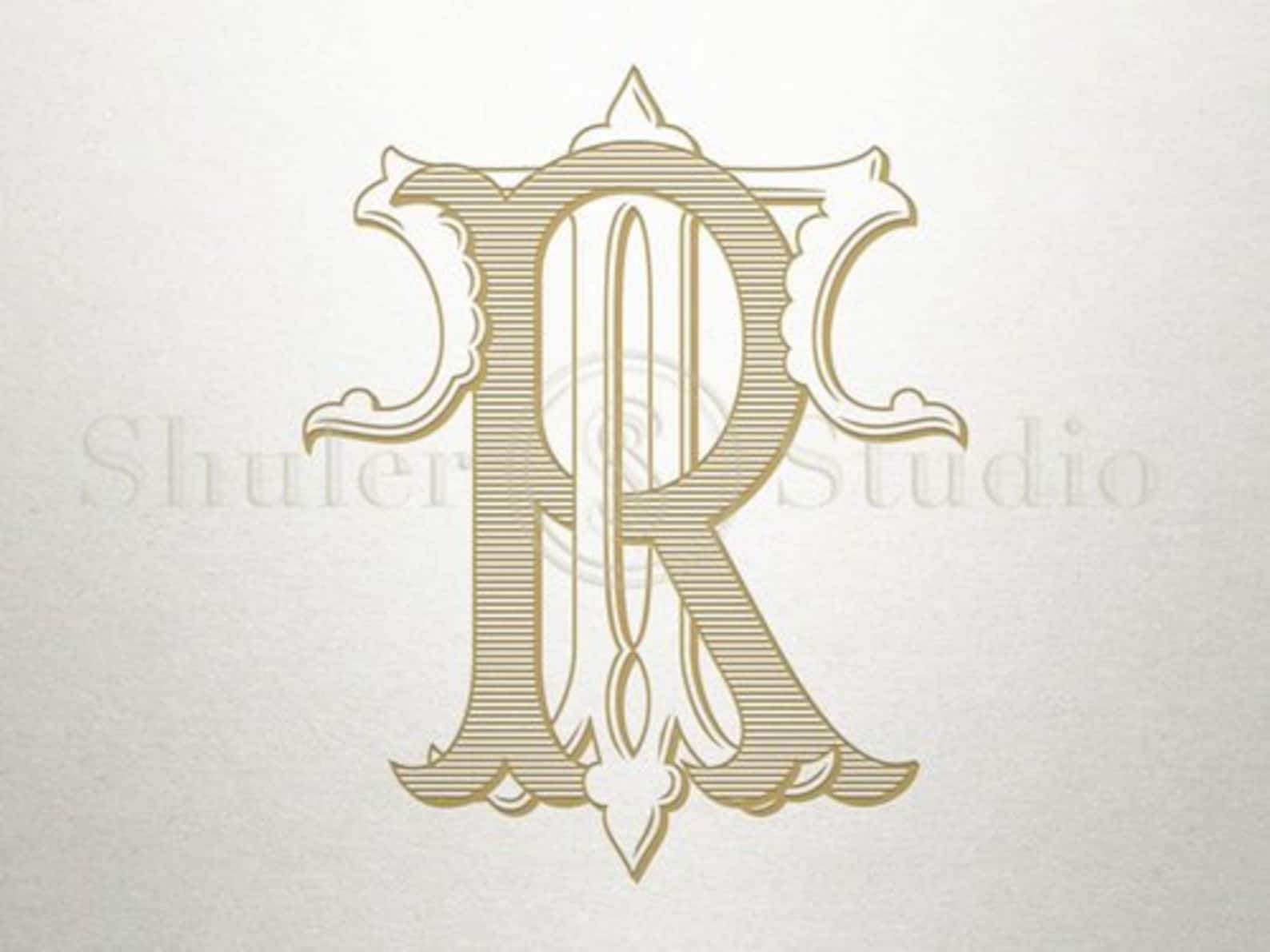 Wedding Printable Monogram - RT TR - Printable Monogram - Vintage - Etsy